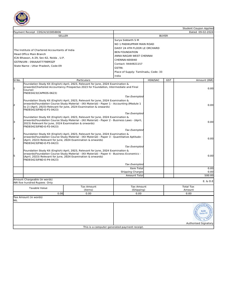 Cds Invoice 103858806 | PDF | Taxes | Trade