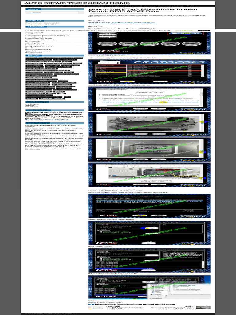 How To Use KTAG Programmer To Read Detroit DD15 ACM2 Data - Auto Repair Technician Home | PDF ...