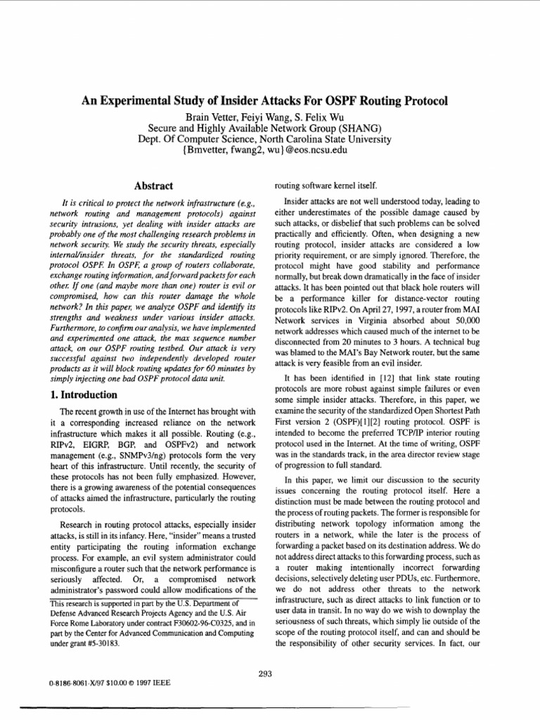 An Experimental Study of Insider Attacks For Ospf Routing Protoc | PDF ... An Experimental Study of Insider Attacks For Ospf Routing Protoc | PDF ...
