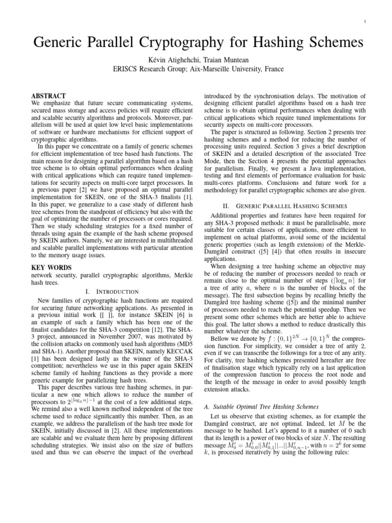 Parallel Hashing for Multi-Core Systems | PDF | Secure Communication | Computer Programming