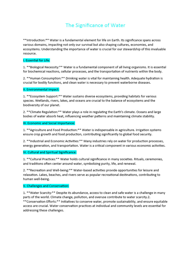 The Significance of Water | PDF | Water | Conservation Biology