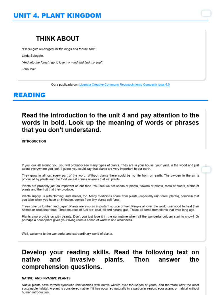Think About: Unit 4. Plant Kingdom | PDF | Leaf | Invasive Species