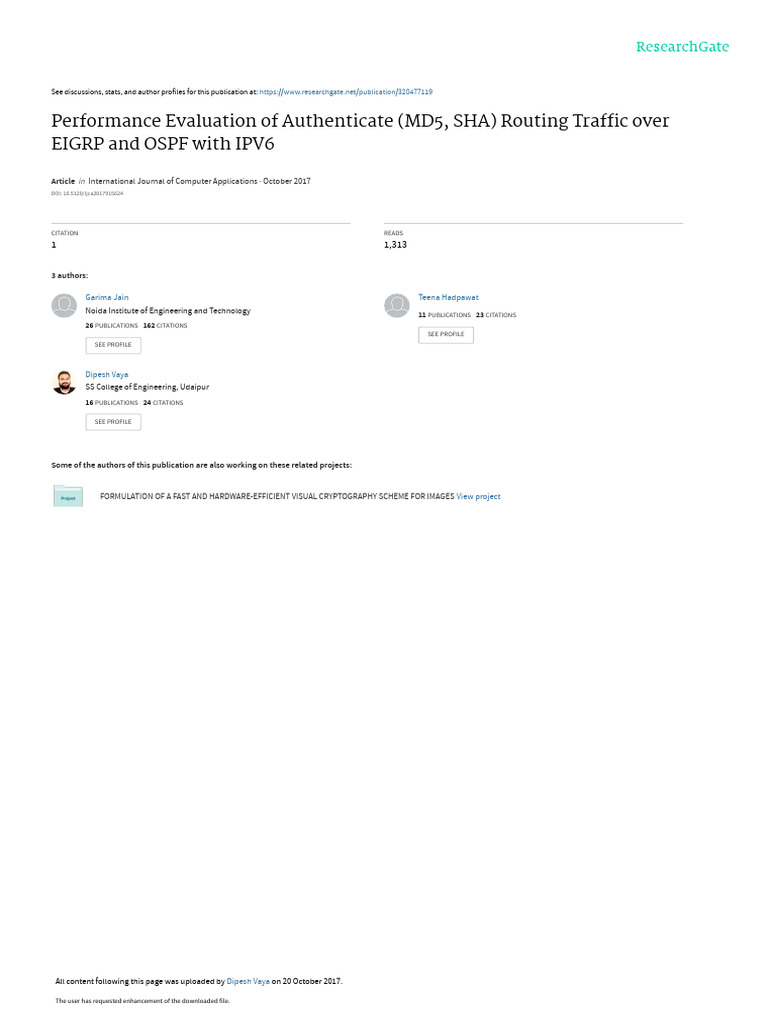 Performance Evaluation of Authenticate MD5 SHA Rou 3 | PDF | Routing | I Pv6