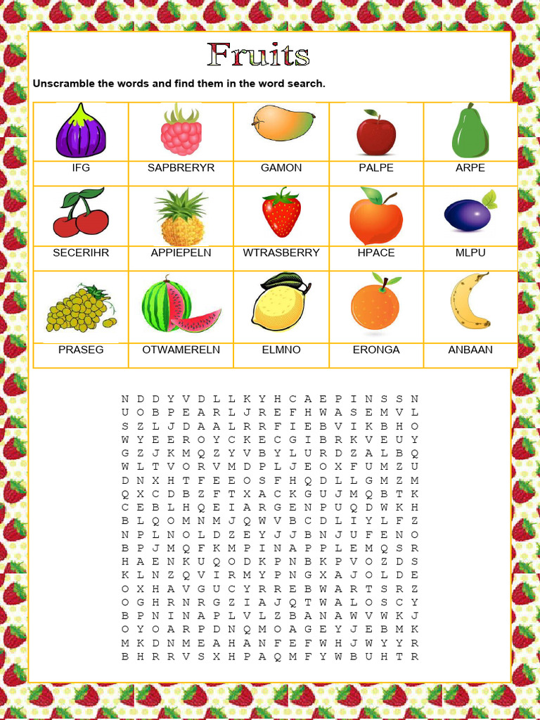 Wordsearch Fruits Fun Activities Games Games Icebreakers Oneonone Ac ...