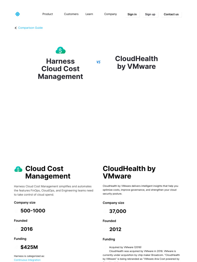 Harness CloudHealth by VMware Vs Harness DevOps Tools Comparison | PDF ...