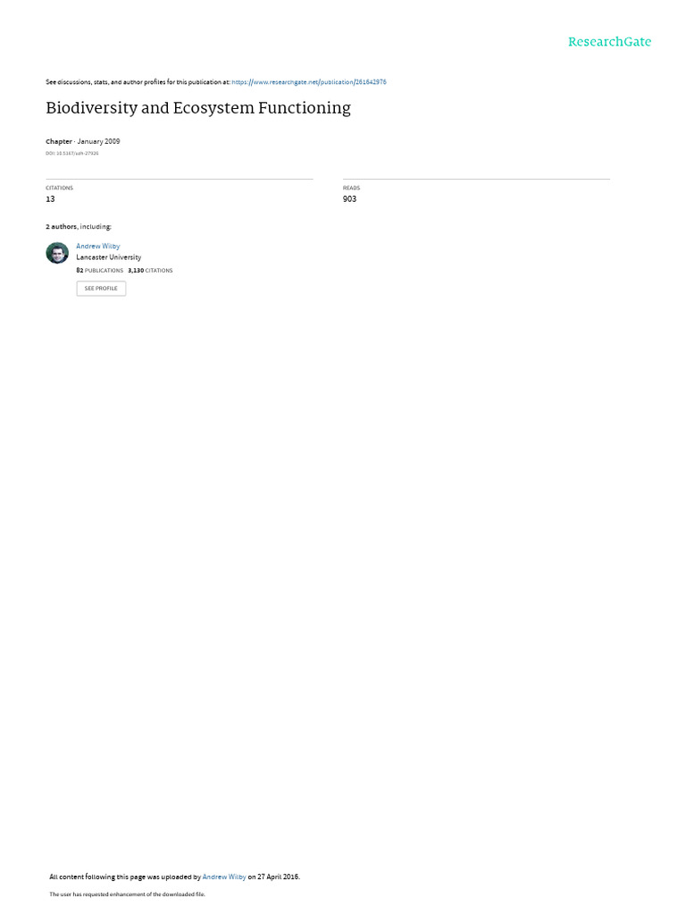 Biodiversity and Ecosystem Functioning | PDF | Ecosystem | Predation