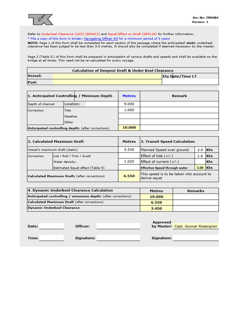 Squat Calculation | PDF | Watercraft | Shipping