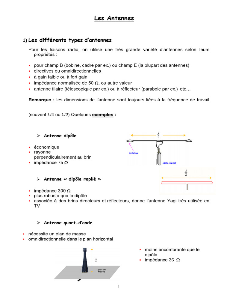 Les Antennes | PDF | Antenne (Radio) | Ingénierie électronique