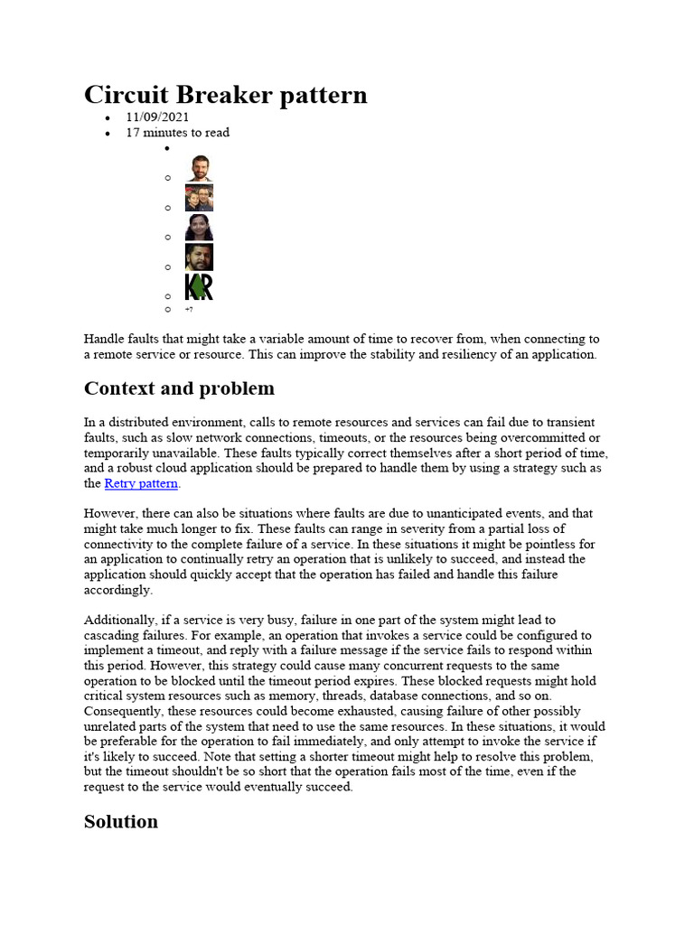 Circuit Breaker Pattern | PDF | World Wide Web | Internet & Web