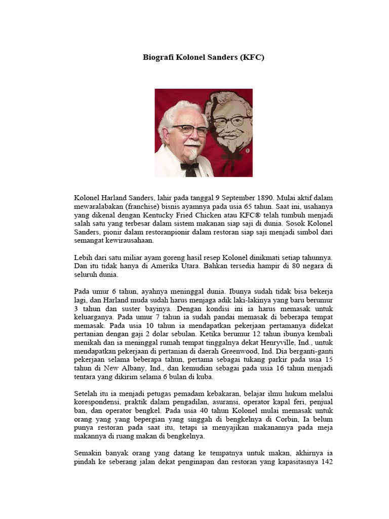 Biografi Kolonel Sanders | PDF