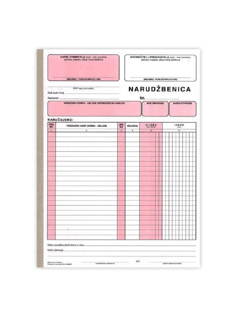 Narudzbenica A4 Obrazac P I 14 NCR Ruber 2i 600x600 | PDF