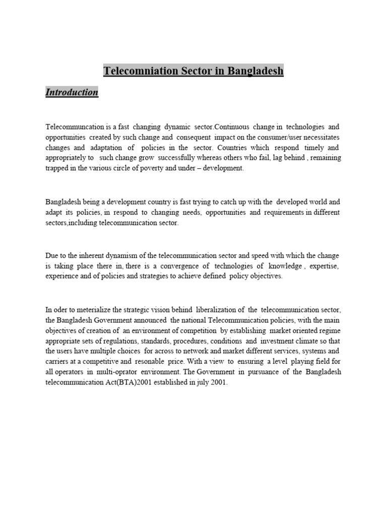 Telecommunication Sector in Bangladesh | PDF | Mobile Phones | Banks