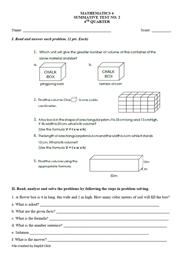Math 2 Summative Test | PDF