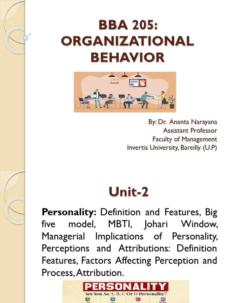 BBA 205 OB Unit 2 | PDF | Perception | Extraversion And Introversion
