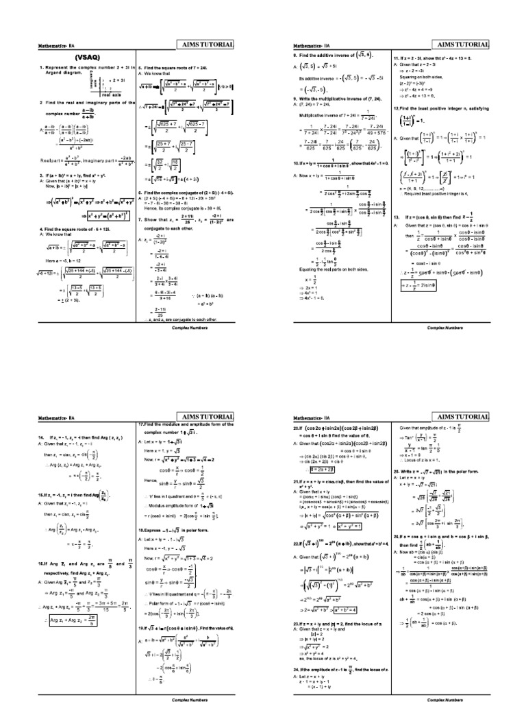 Mathematics-2A-vsaq | PDF
