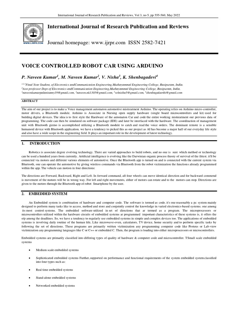 IJRPR3898 | PDF | Arduino | Embedded System