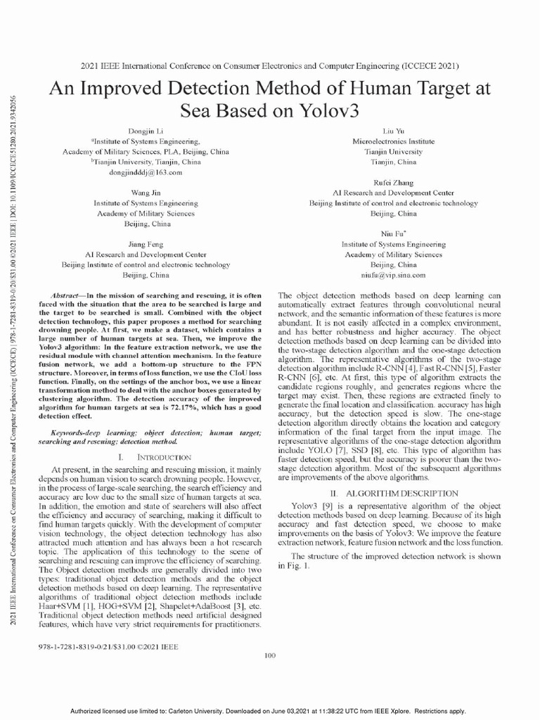 Drone and Improved Human Detection in Sea Using Pi Pico | PDF | Deep Learning | Cognitive Science