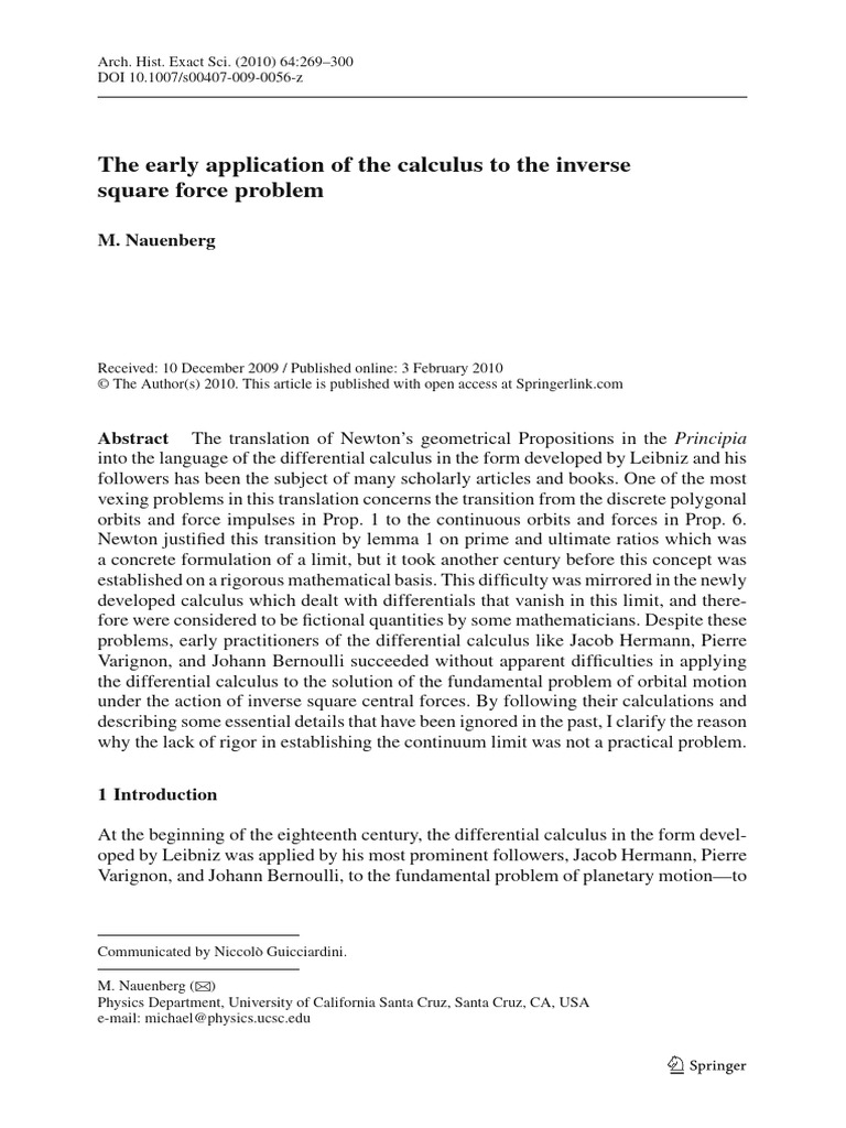 The Early Application of The Calculus To The Inverse | PDF | Calculus | Differential Calculus