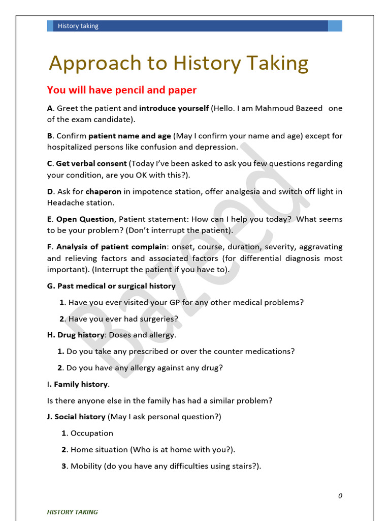Effective Steps in Patient History Taking | PDF | Pancreas | Medicine
