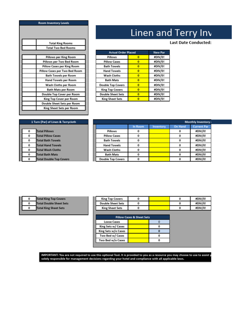 Linen Inventory Worksheet 2023 | PDF | Bed | Linens