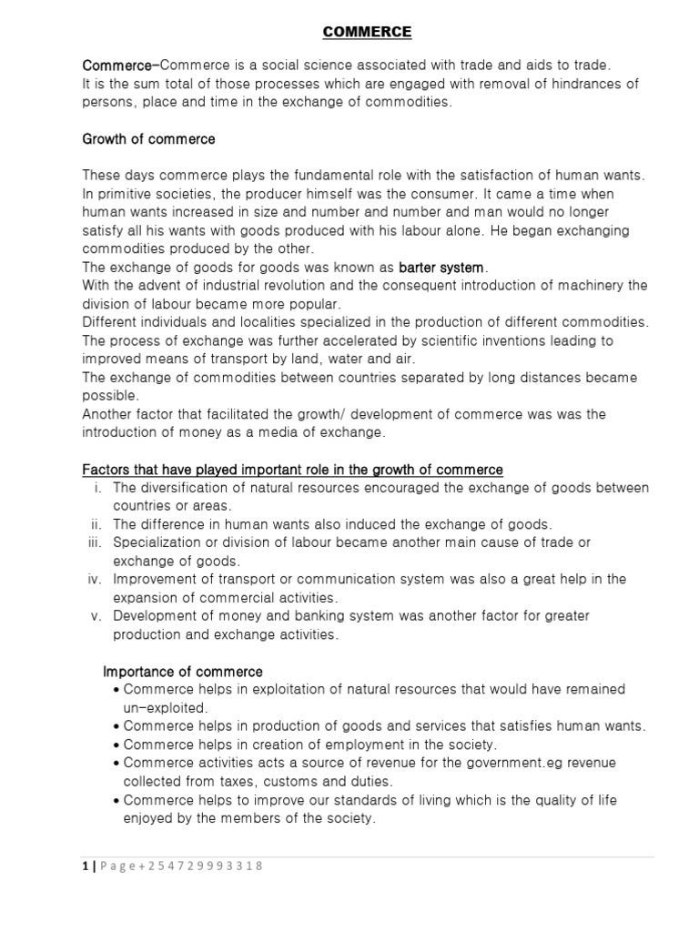 Introduction To Commerce | PDF | Commerce | Trade