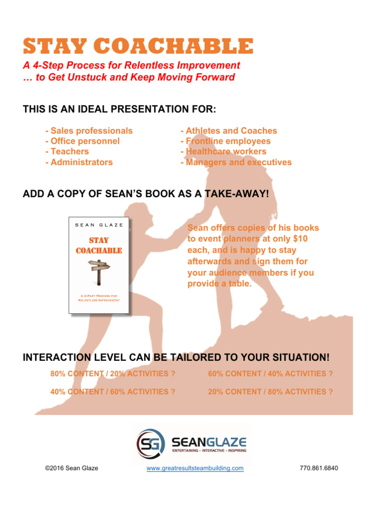 Stay Coachable Program Summary and Outline | PDF | Business | Self ...