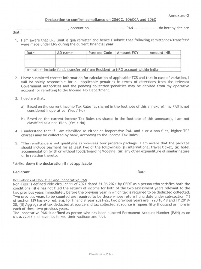 TCS Decl For LRS | PDF
