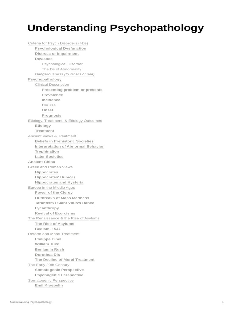 Understanding Psychopathology | PDF | Mental Disorder | Psychopathology Understanding Psychopathology | PDF | Mental Disorder | Psychopathology