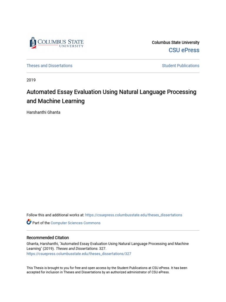 Automated Essay Evaluation Using Natural Language Processing And Pdf Regression Analysis