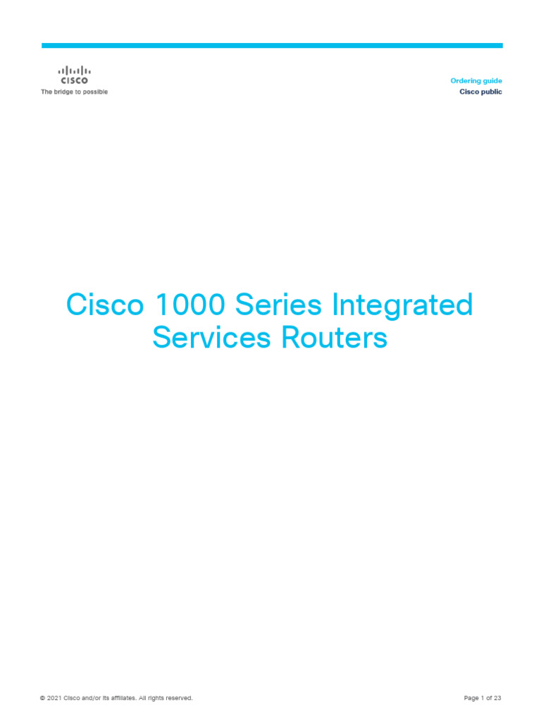 Cisco 1000 Series Integrated Services Routers Ordering Guide 1kseries-Integrated-Services ...