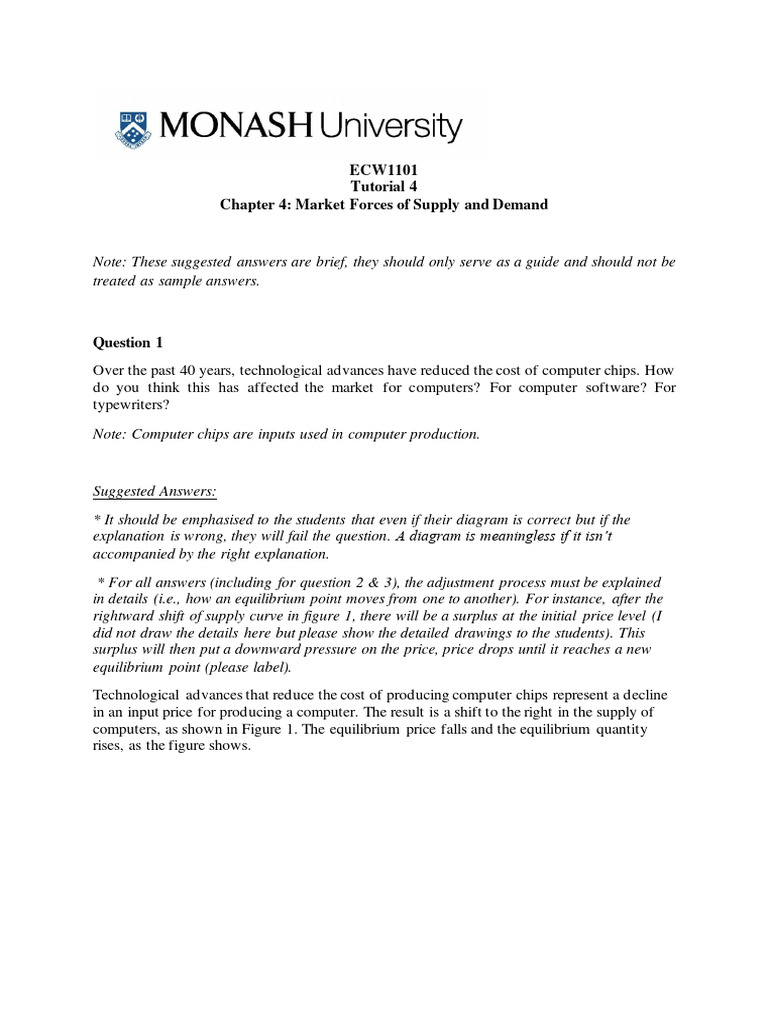 Tutorial 4, Week 4A | PDF | Economic Equilibrium | Demand