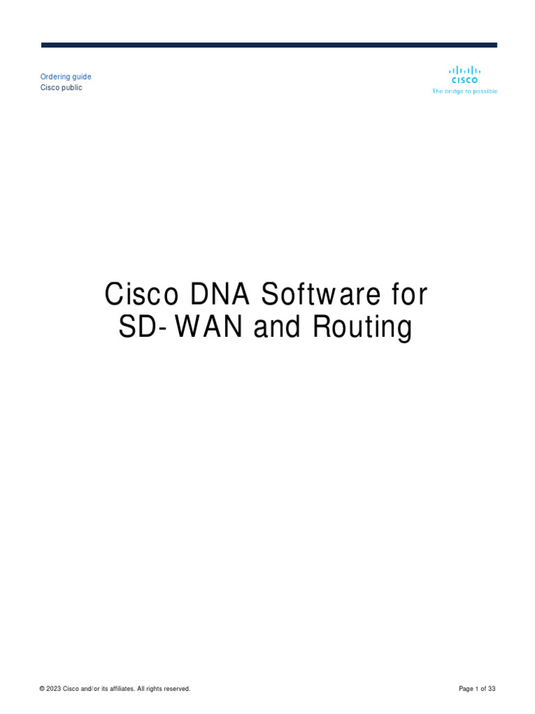 Cisco Dna Software For Sd Wan And Routing Ordering Guide Guide C07 740642 Pdf Router