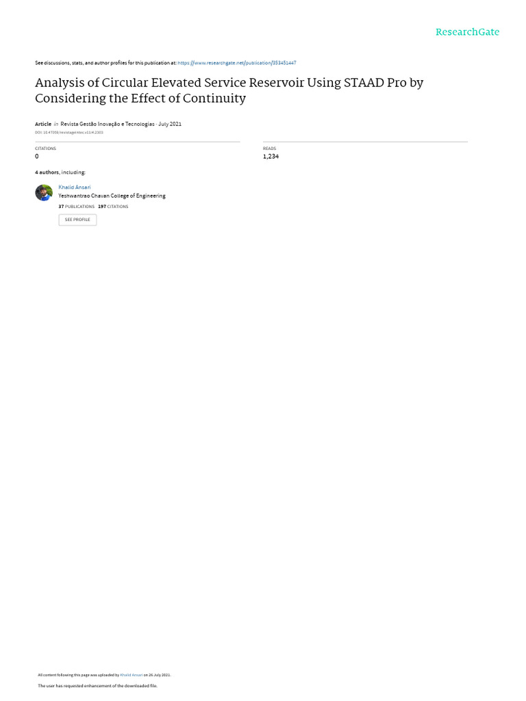 Analysis of Circular Elevated Service Reservoir Using STAAD Pro by ...