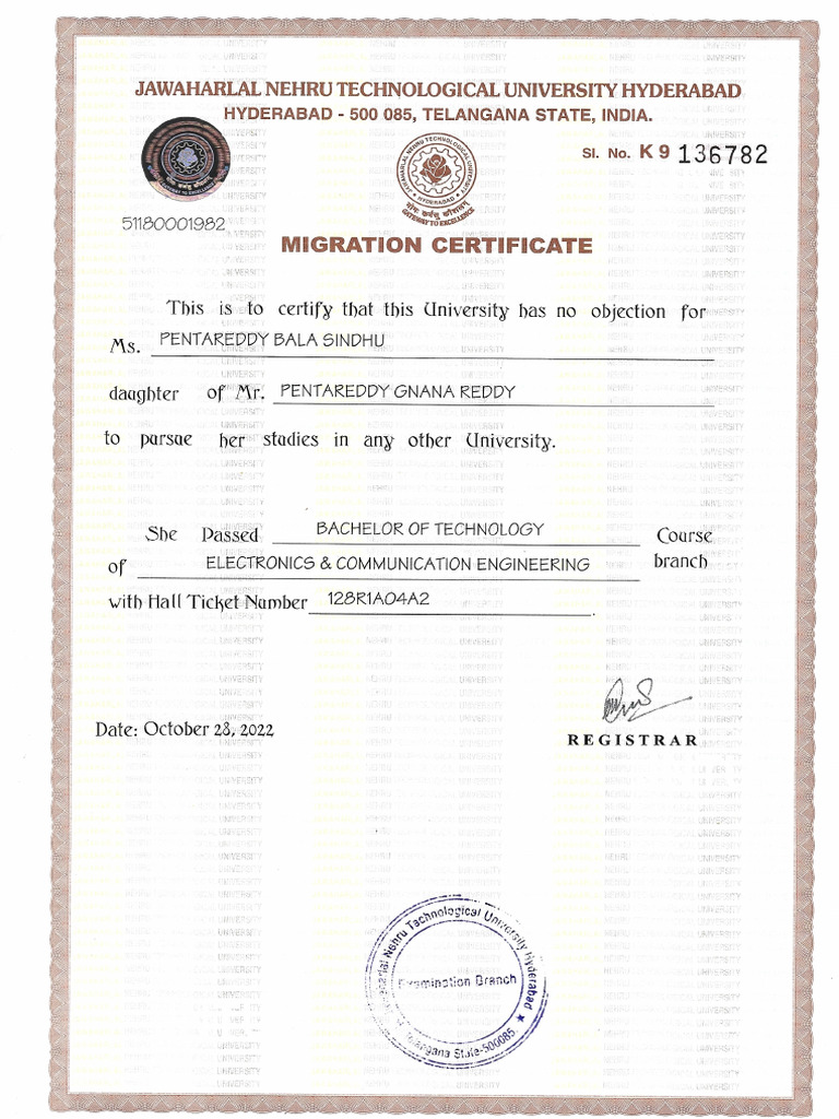 Btech Migration Certificate | PDF Btech Migration Certificate | PDF