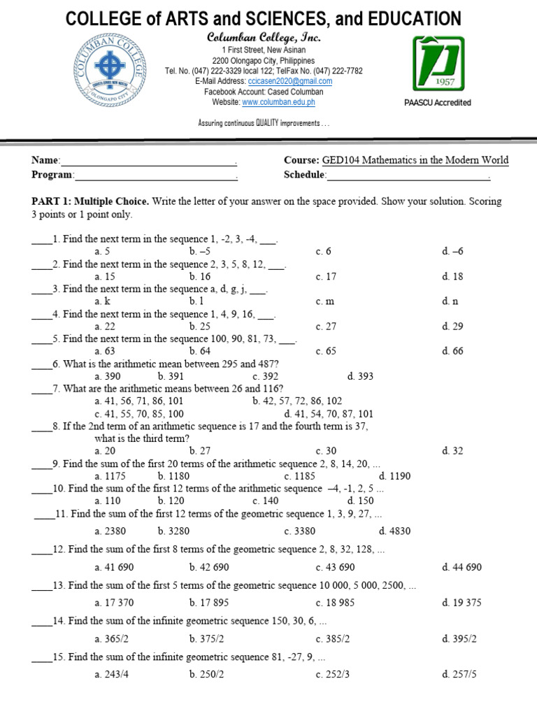 eLONG QUIZ | PDF | Mathematical Analysis | Arithmetic