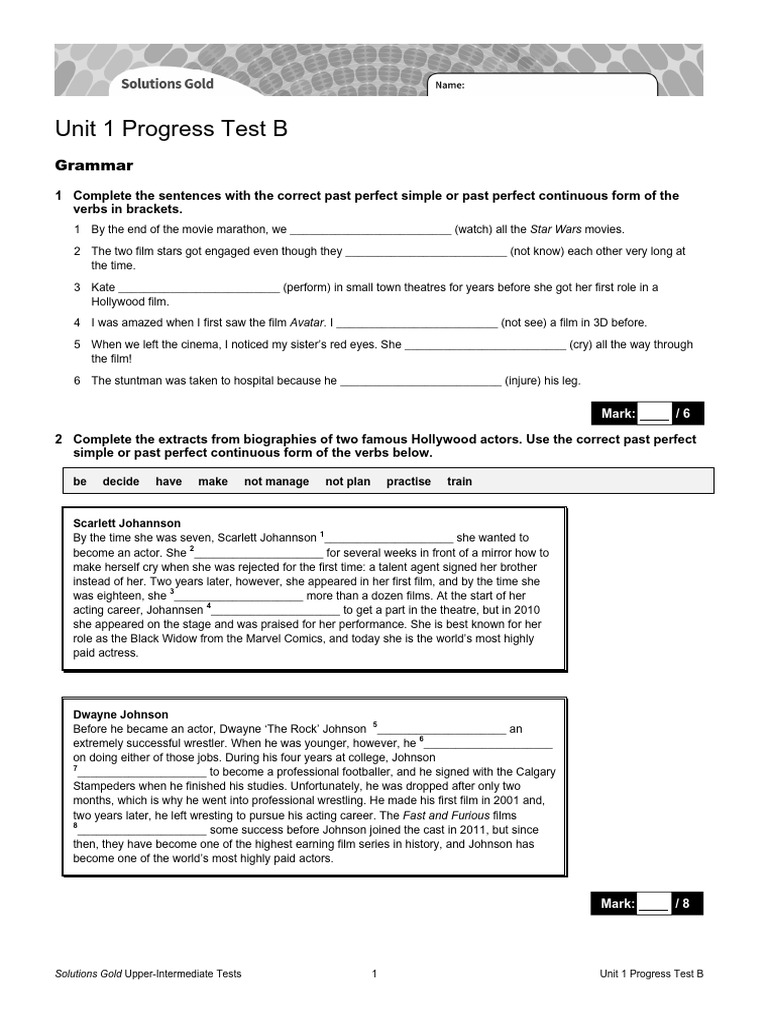 U1 Progress Tests B | PDF