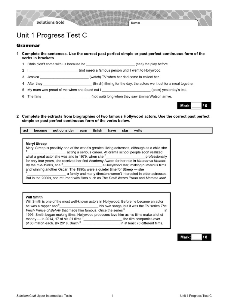 U1 Progress Tests C | PDF