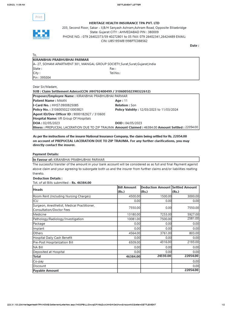 Settlement Letter | PDF | Hospital | Health Sciences