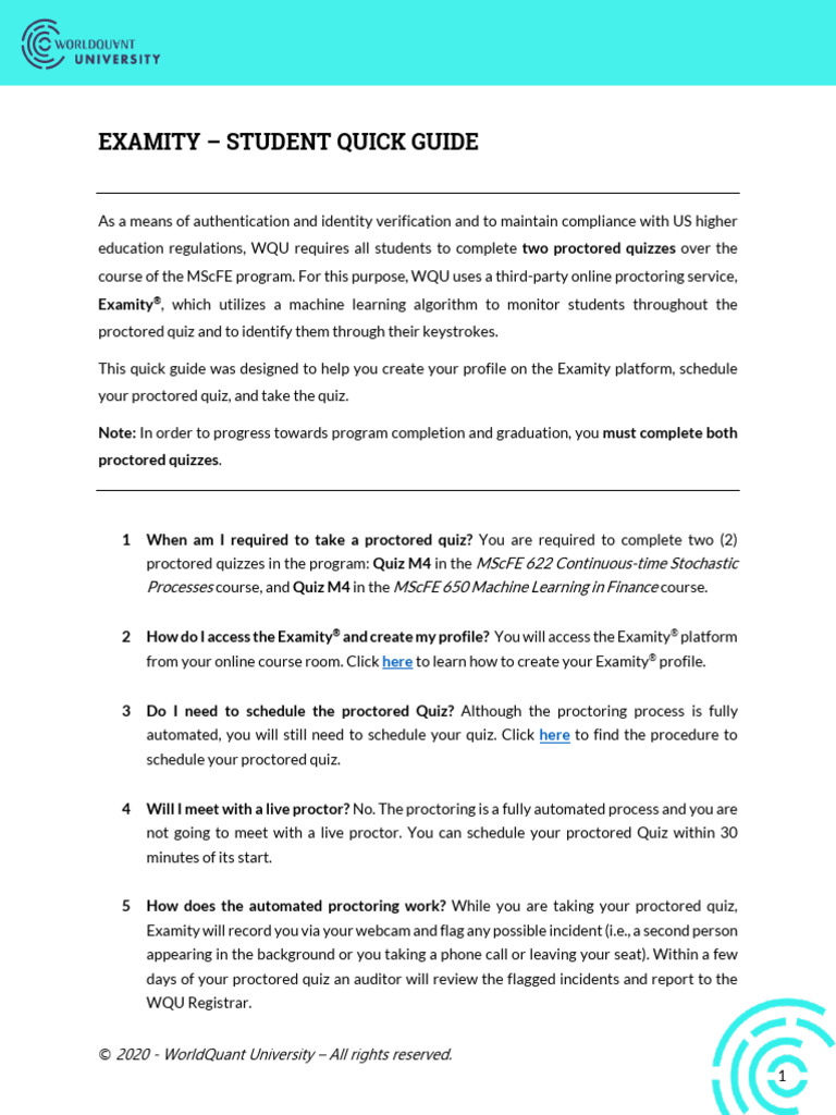 EXAMITY Student Quick Guide | PDF | Authentication | Identity Document