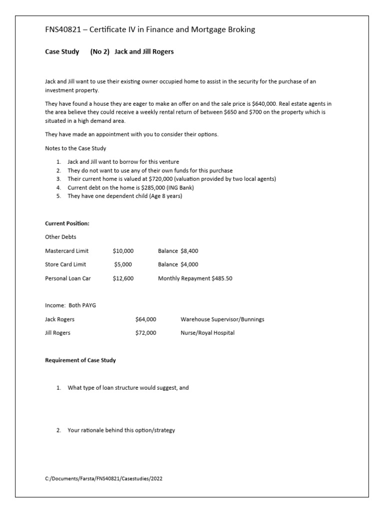 Case Study Number 2 | PDF | Loans | Debt
