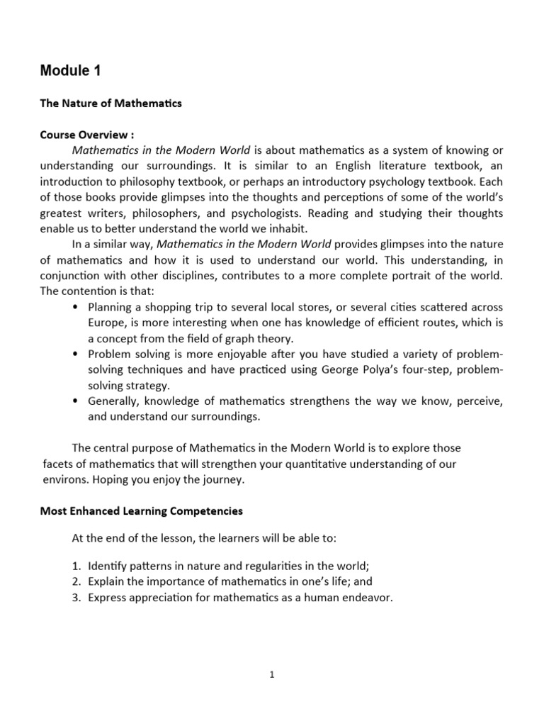 MODULE 1 GEC 4 The Nature of Mathematics 2NDSEMSY23 24 | PDF | Symmetry ...