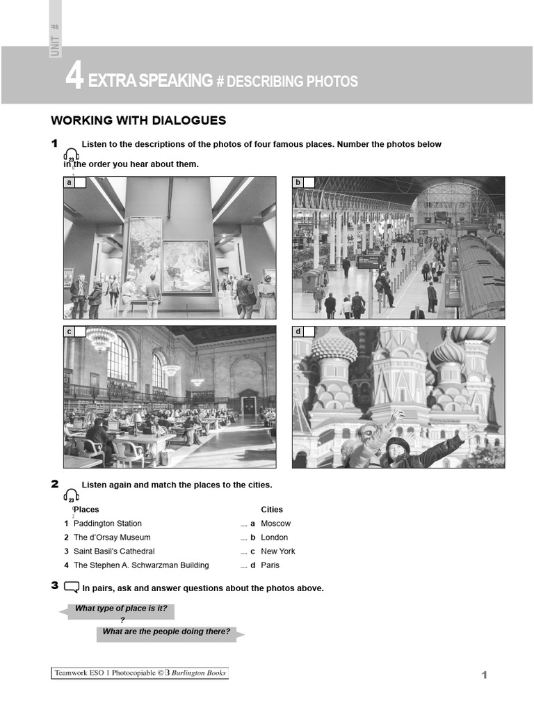 04teamwork1 ExtraSpeak-Unit4 | PDF