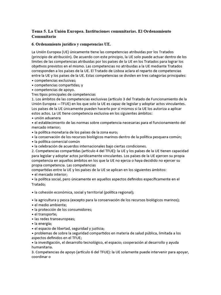 Tema 5 La Union Europea | PDF | Consejo europeo | Parlamento Europeo