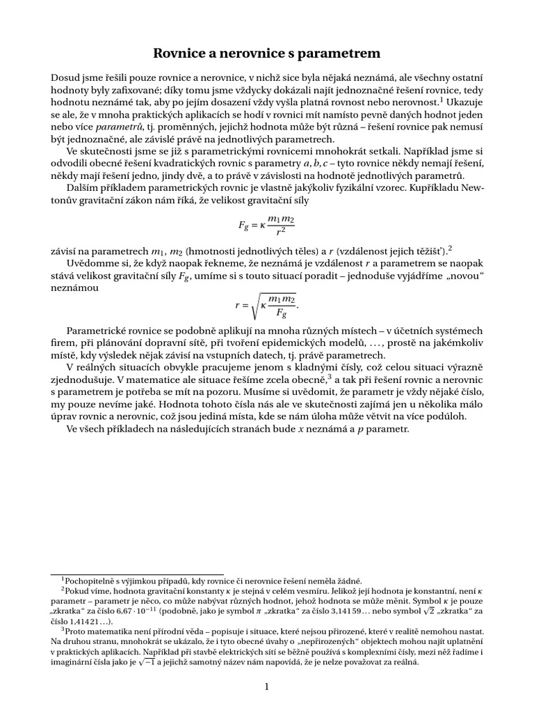 Parametrické Rovnice A Nerovnice | PDF