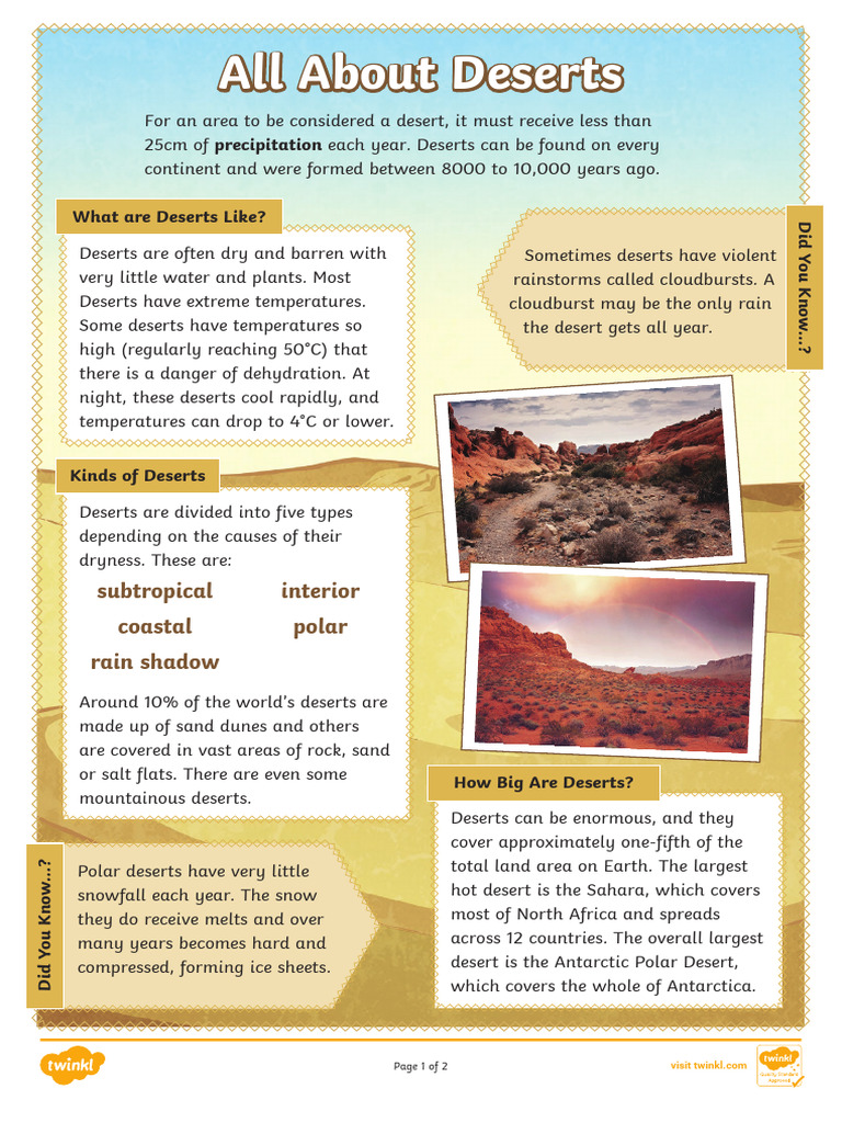 T G 1675422039 ks2 All About Deserts Fact File 1 - Ver - 1 | PDF ...