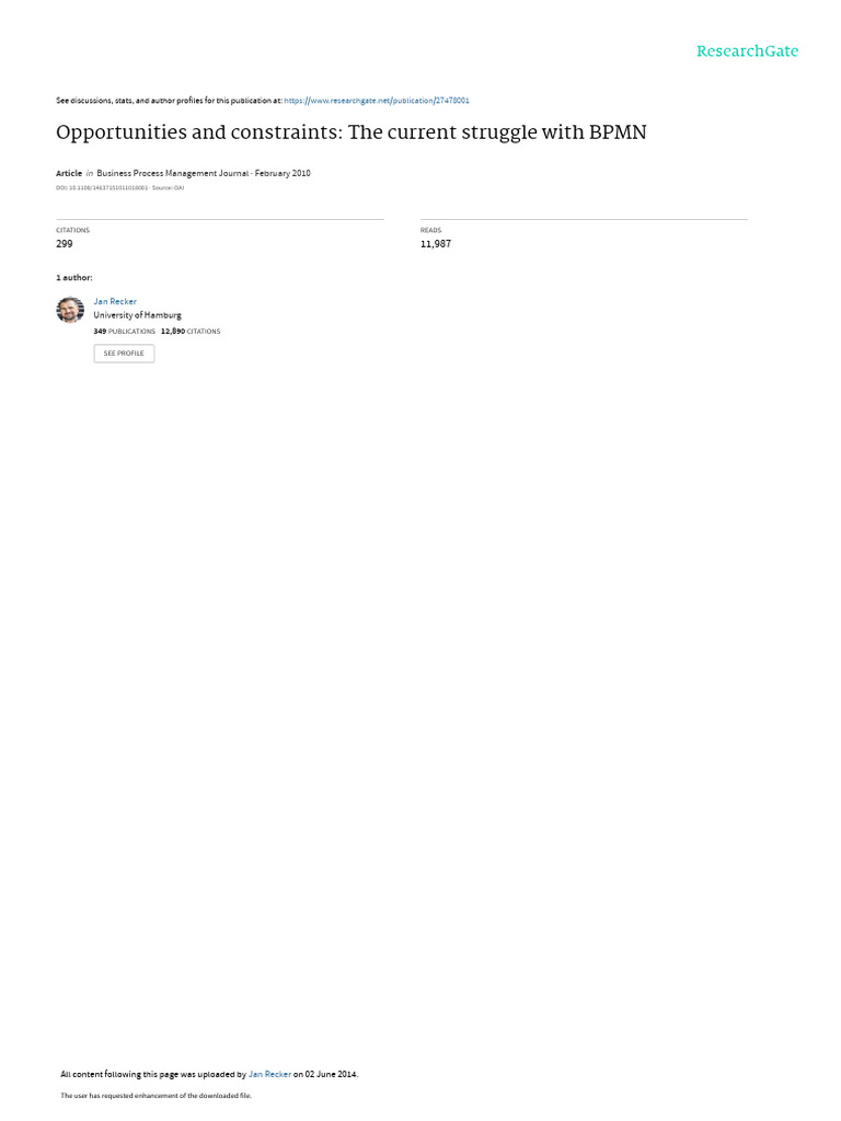 Opportunities - and - Constraints - The Current Struggle With BPMN ...