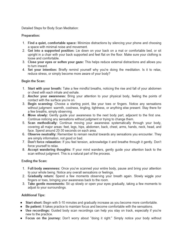 body scan meditation | PDF | Meditation | Breathing