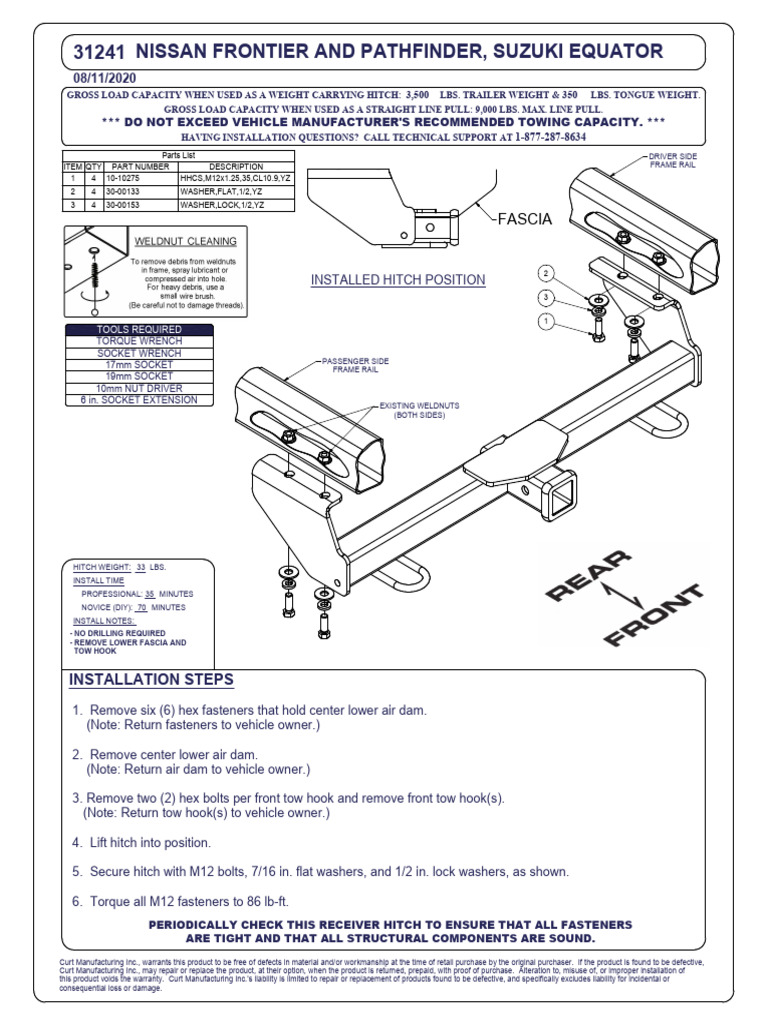 Nissan Tow Hitch Installation | PDF | Vehicles | Wheeled Vehicles
