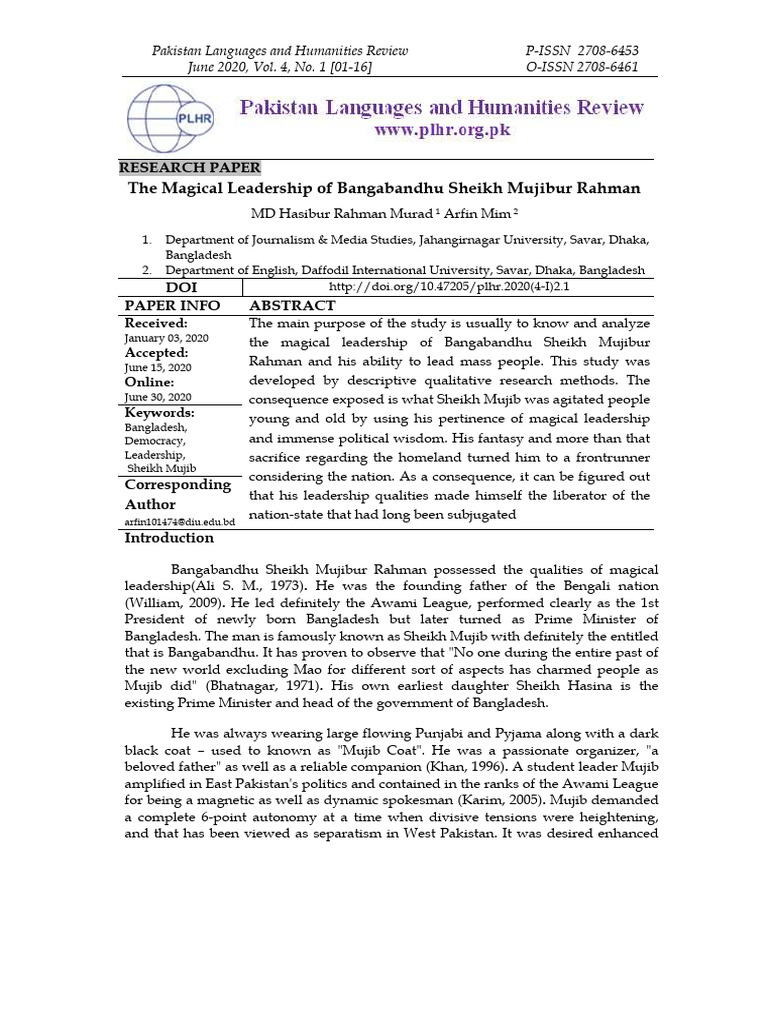 The Magical Leadership of Bangabandhu Sheikh Mujibur Rahman | PDF | Bangladesh