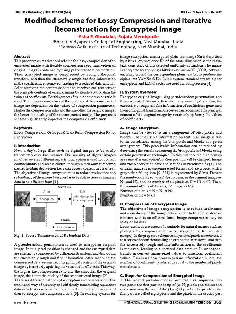 Modified Scheme For Lossy Compression An Pdf Data Compression Information And